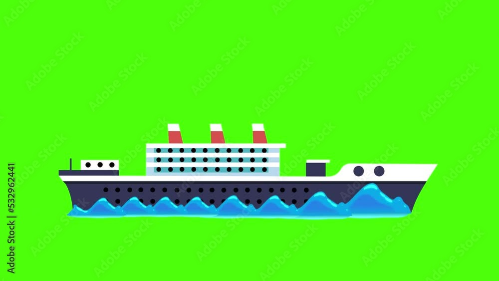 titanic ship sailing over waves ship animation on green screen ...