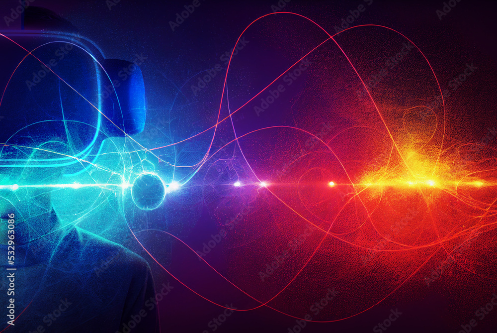 Metaverse digital cyber world technology, kid boy virtual reality VR ...