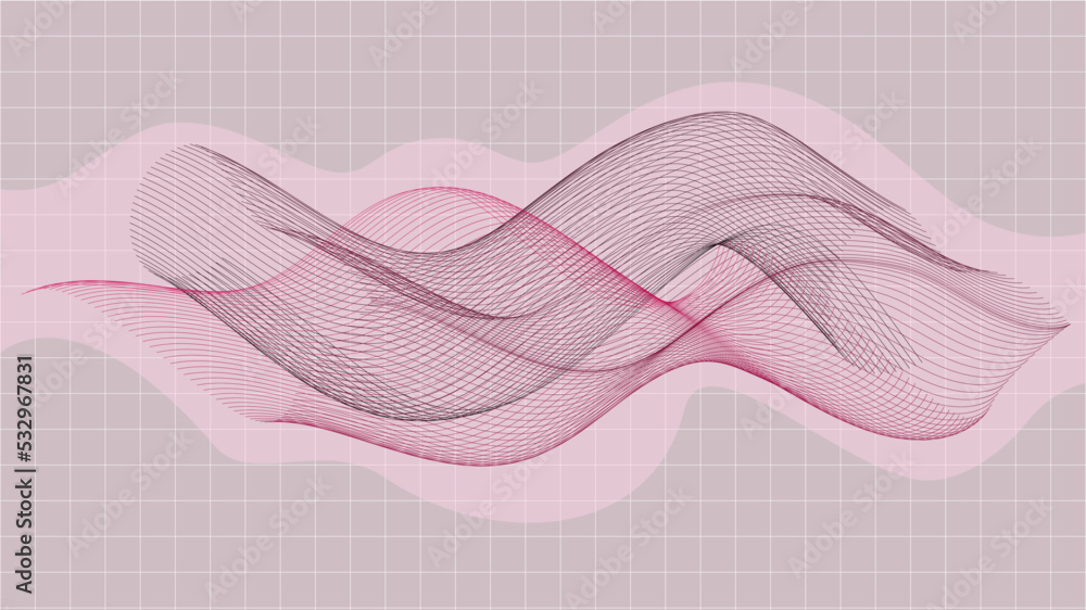 Vector illustration of pink math curves with nice shape transitons ...