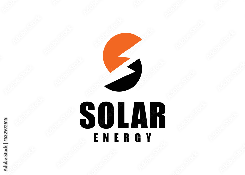 solar energy logo design with abstract letter S initial symbol Stock ...
