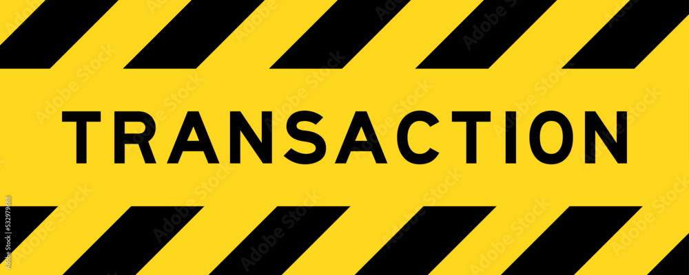 Yellow and black color with line striped label banner with word ...