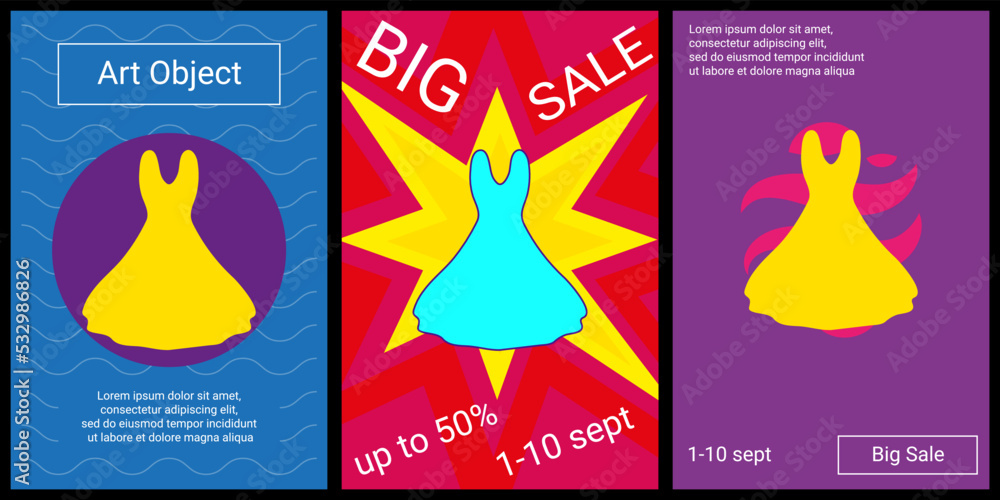 Trendy retro posters for organizing sales and other events. Large ...