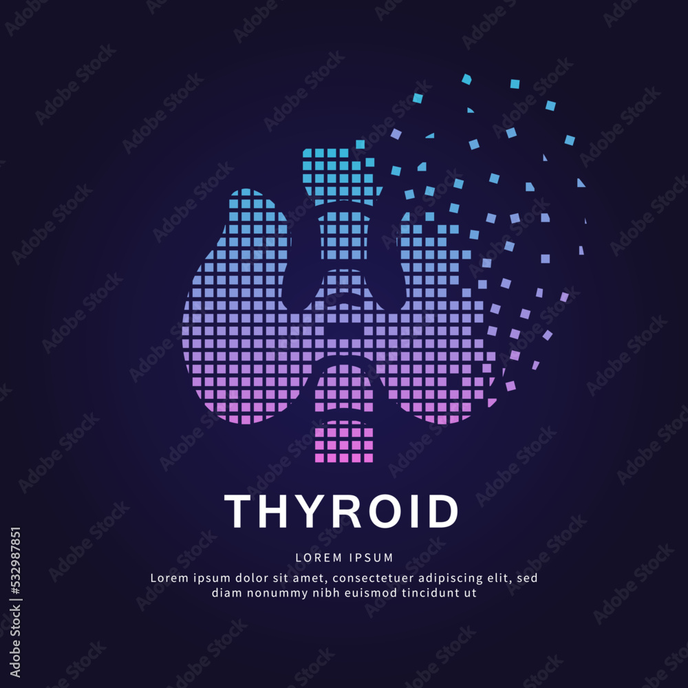 Human thyroid medical structure. Creative simple line art Vector logo ...