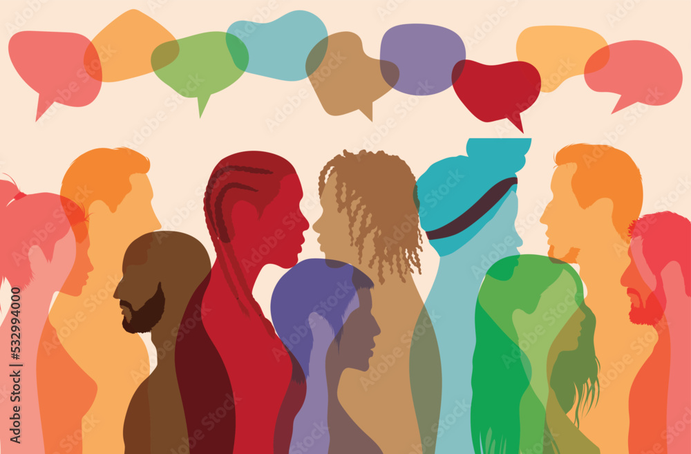 People from different ethnicities and cultures talking and sharing ...