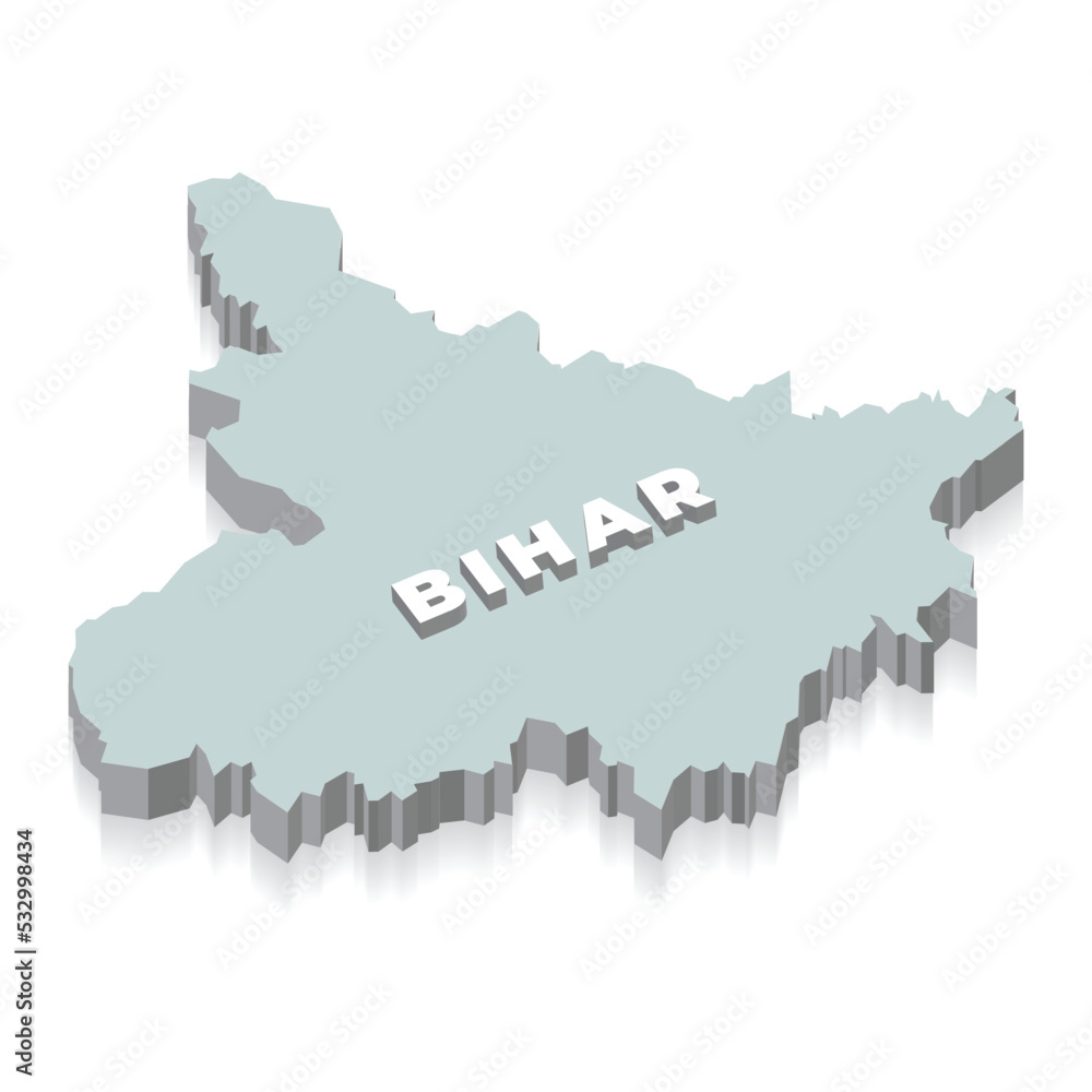 3d map of Bihar, state of India Stock Vector | Adobe Stock