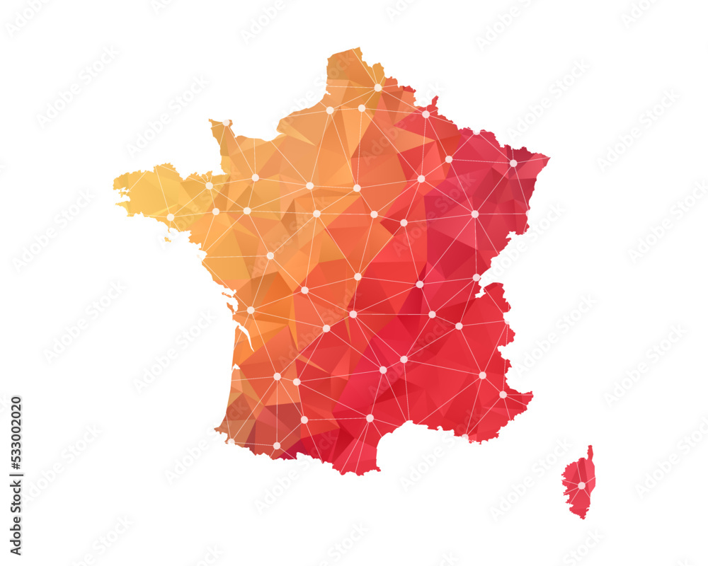 France Map - Abstract geometric rumpled triangular low poly style ...