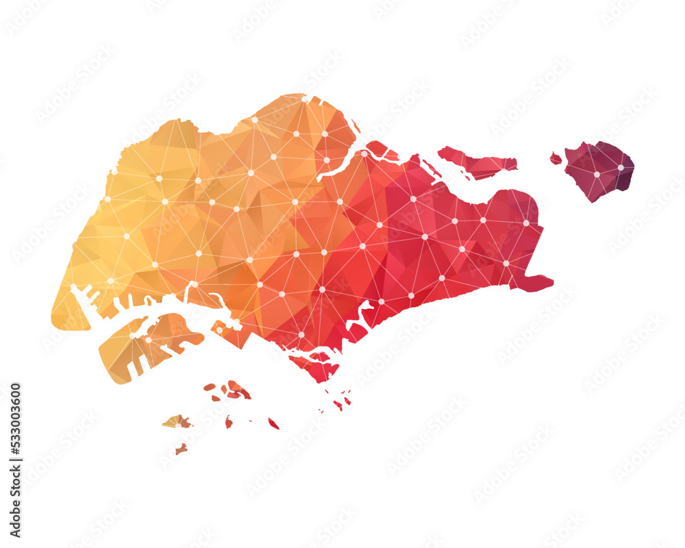 Singapore Map - Abstract geometric rumpled triangular low poly style ...