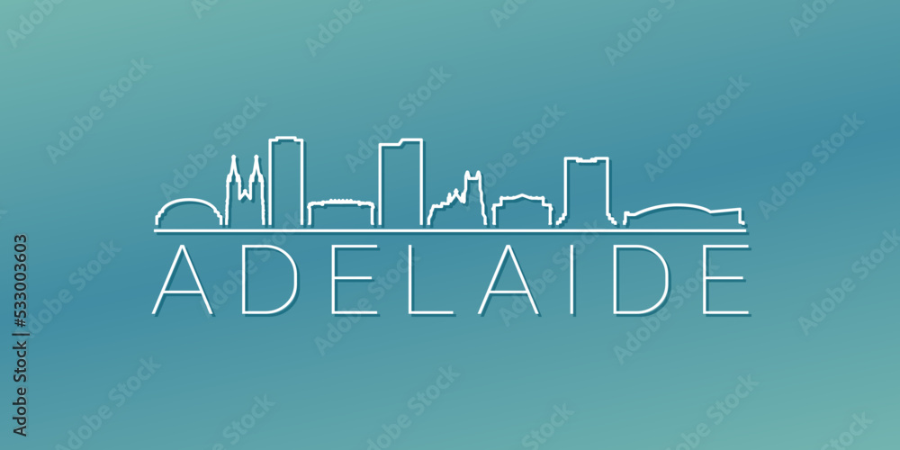 Adelaide SA, Australia Skyline Linear Design. Flat City Illustration ...