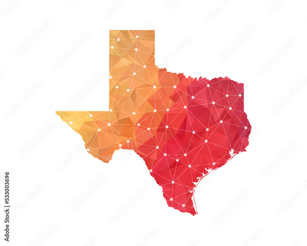 Texas Map - Abstract geometric rumpled triangular low poly style gradient graphic on white ...