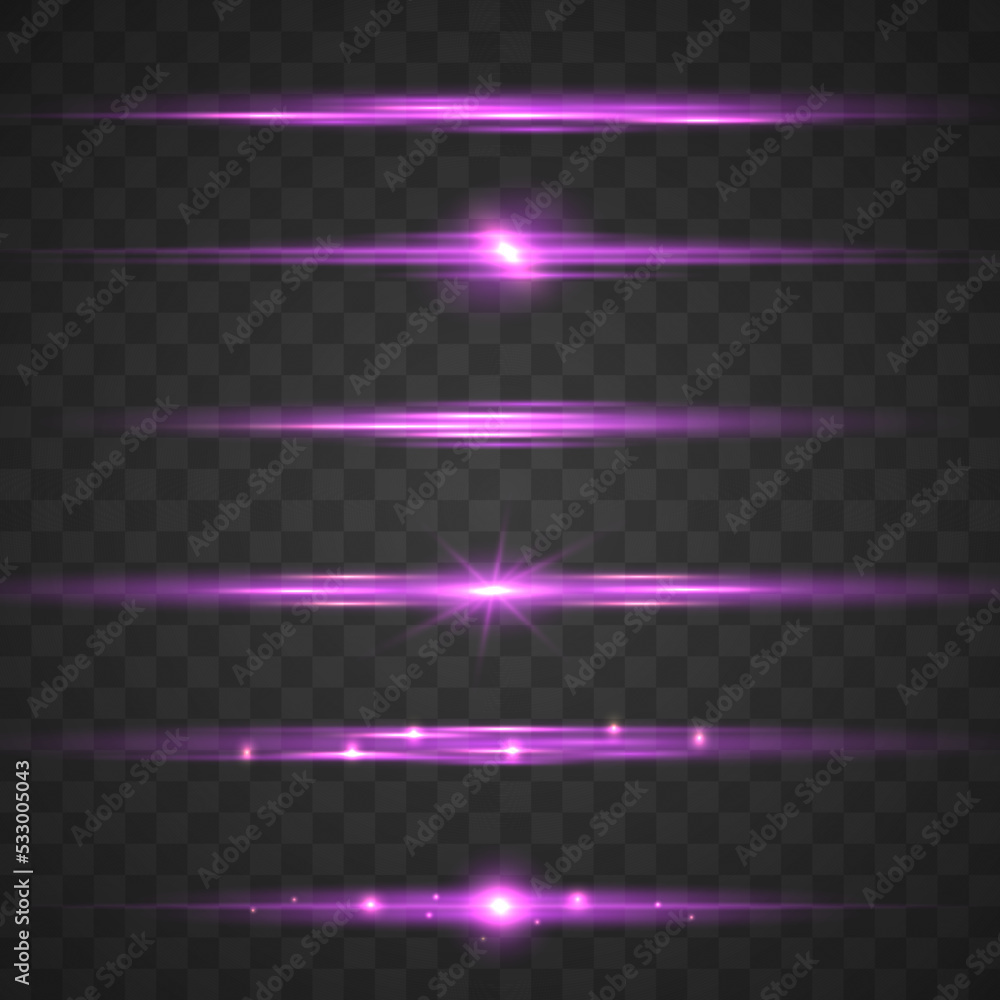 Purple neon lines speed motion, laser beams with lights. Violet ray ...