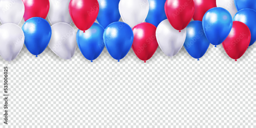 Realistic Blue and Red Color Balloons Isolated on Transparent ...