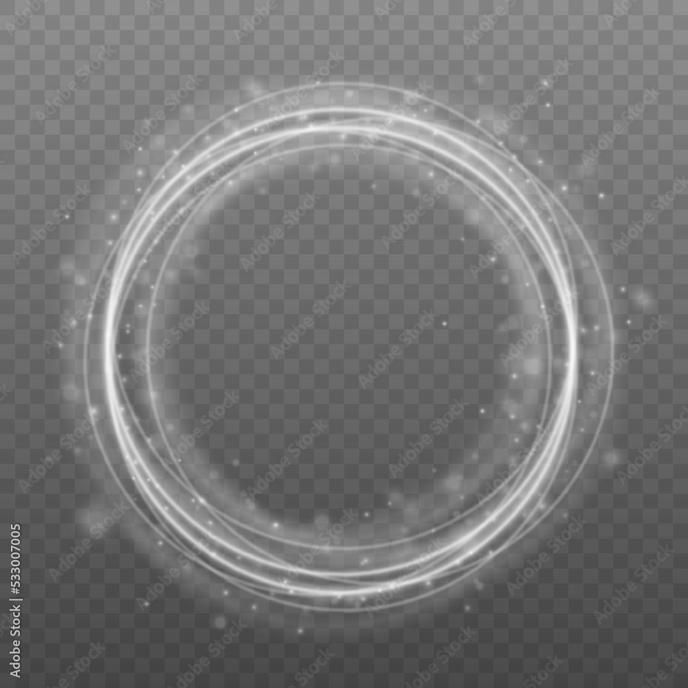 Motion circle light wave. Bokeh effect. Glowing round swirl lines with ...