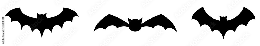 Bat icon set. Halloween symbol. Vector illustration isolated on white ...