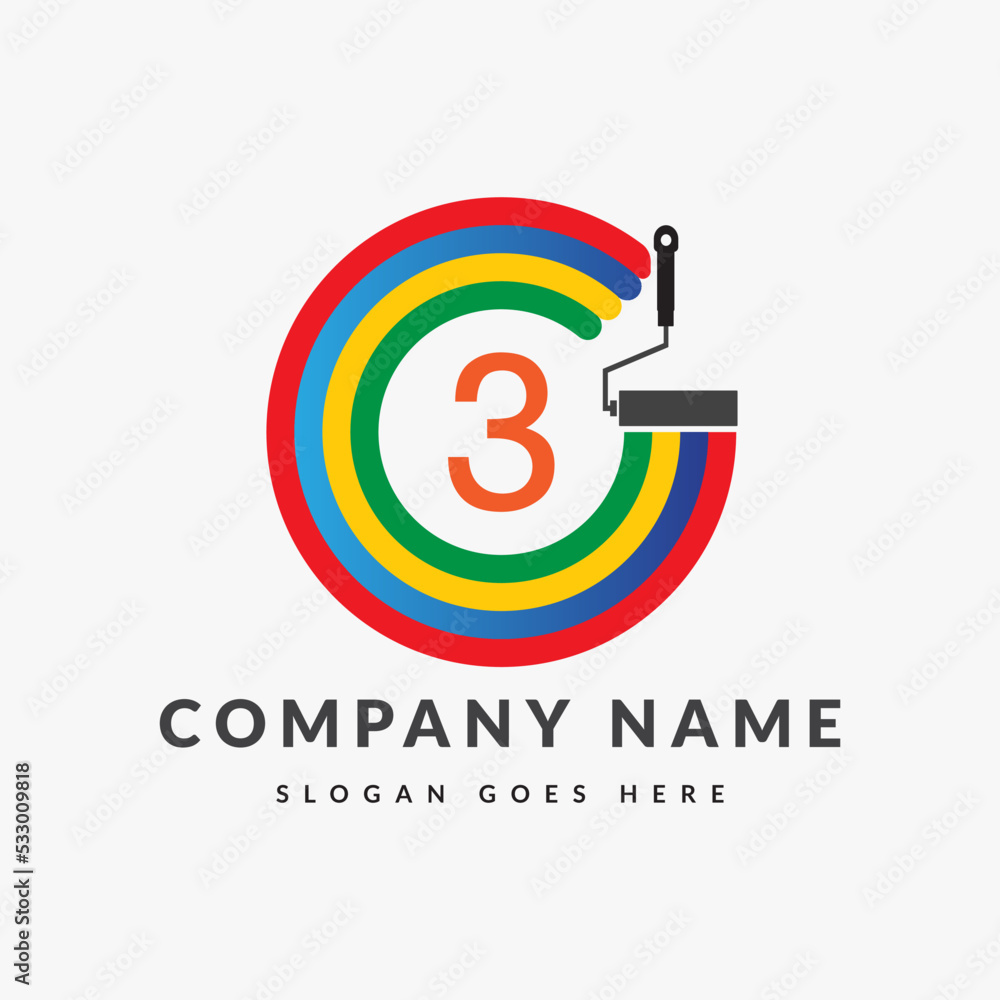 Paint Logo On Letter 3 Template. Paint Logo On 3 Letter, Initial Paint ...