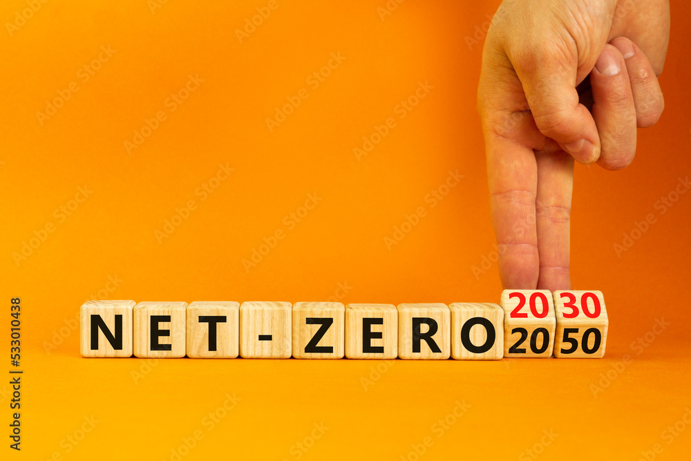 Net-zero 2030 symbol. Concept words Net-zero 2030 or Net-zero 2050 on ...