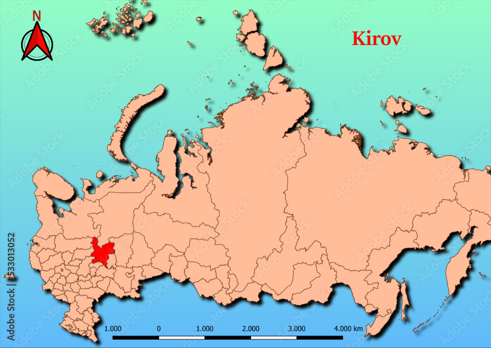 Vector Map of Russia with map of Kirov county highlighted in red Stock ...