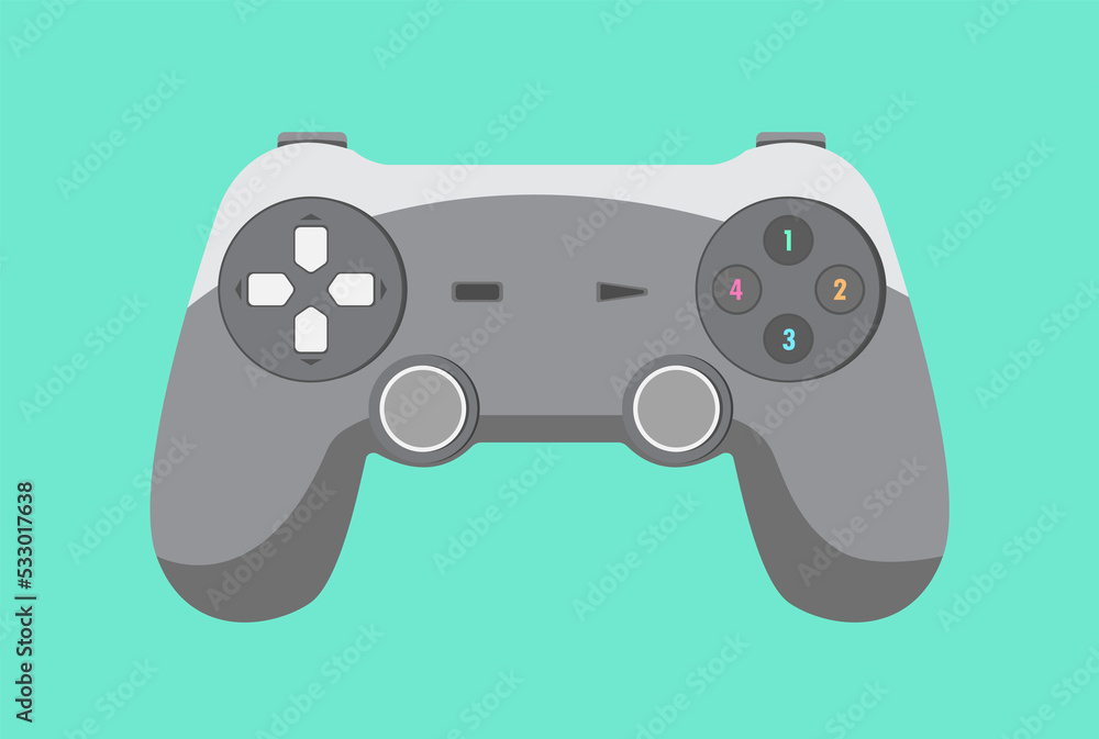 Cartoon Video Game Controller Gaming Joystick Minimal Illustration ...