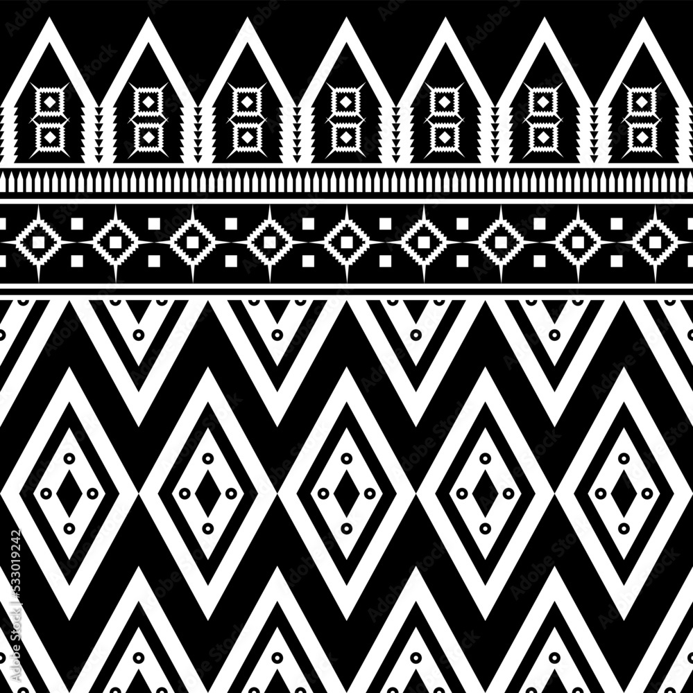 black and white geometric oriental ethnic seamless pattern traditional ...