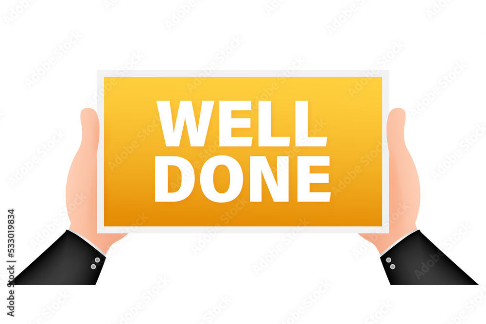 Well done cartoon poster with hand holding placard for banner design ...