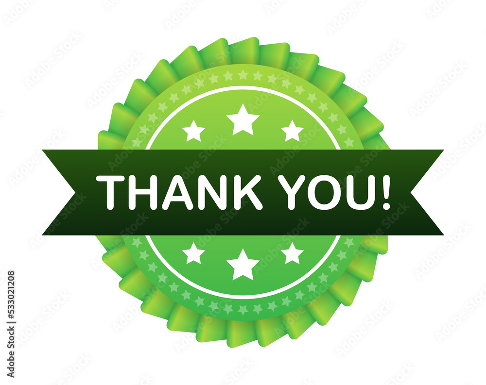 Thank you green label on white screen. stock illustration Stock ...