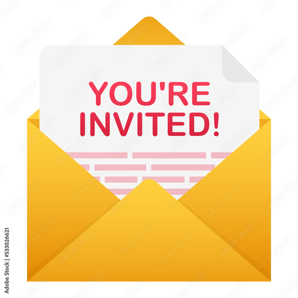 You re invited Badge icon. Written Inside An Envelope Letter ...