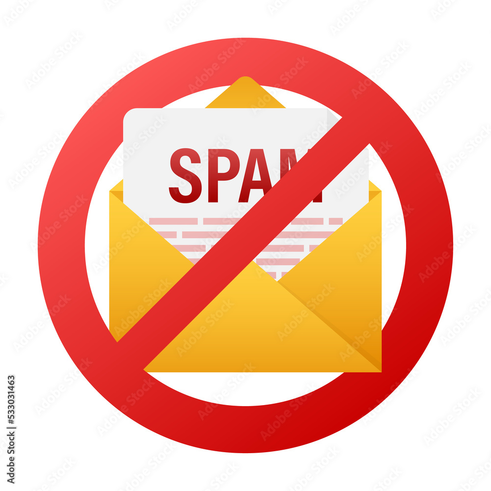 No spam icon. Email envelope icon symbol illustration. Message icon ...