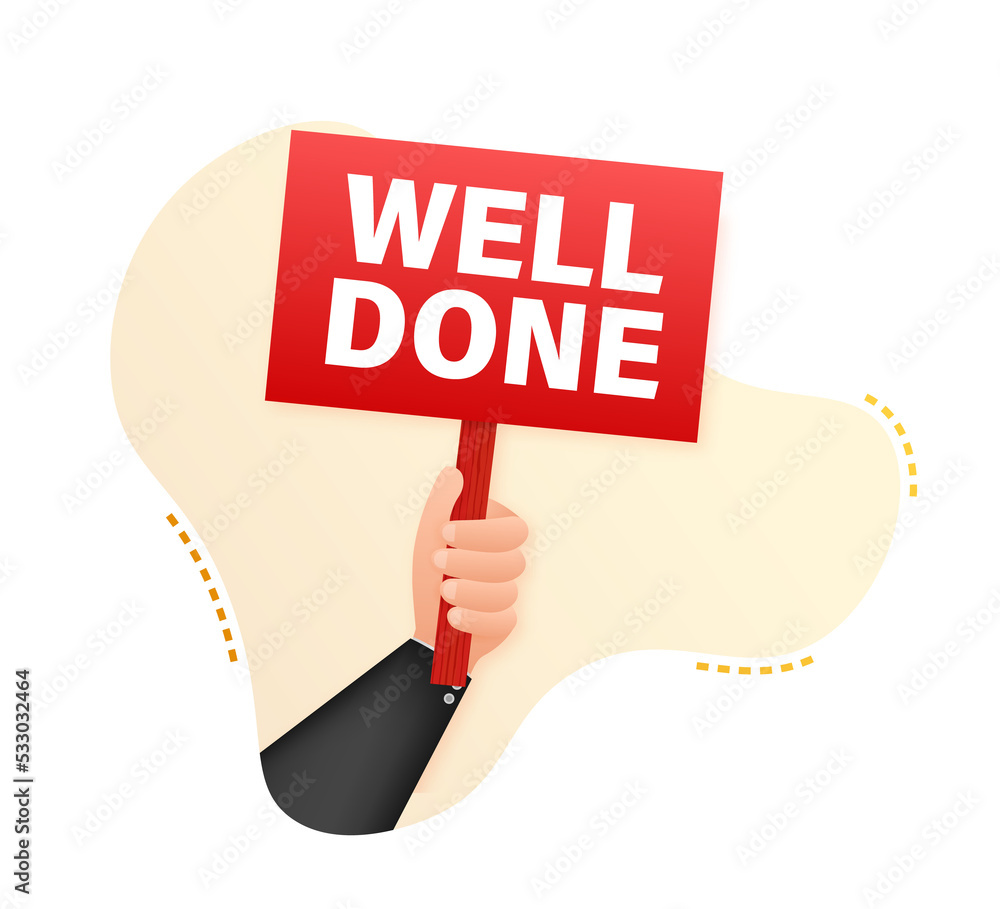 Well done cartoon poster with hand holding placard for banner design ...