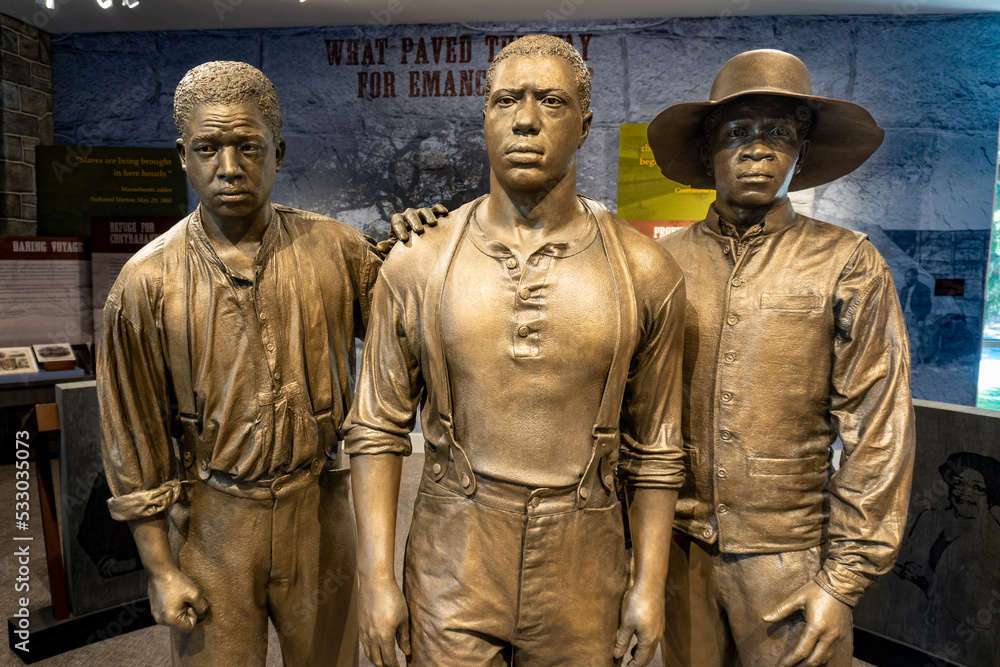 Fort Monroe, Hampton, Virginia: Fort Monroe National Monument "Freedom's Fortress." Statue of ...
