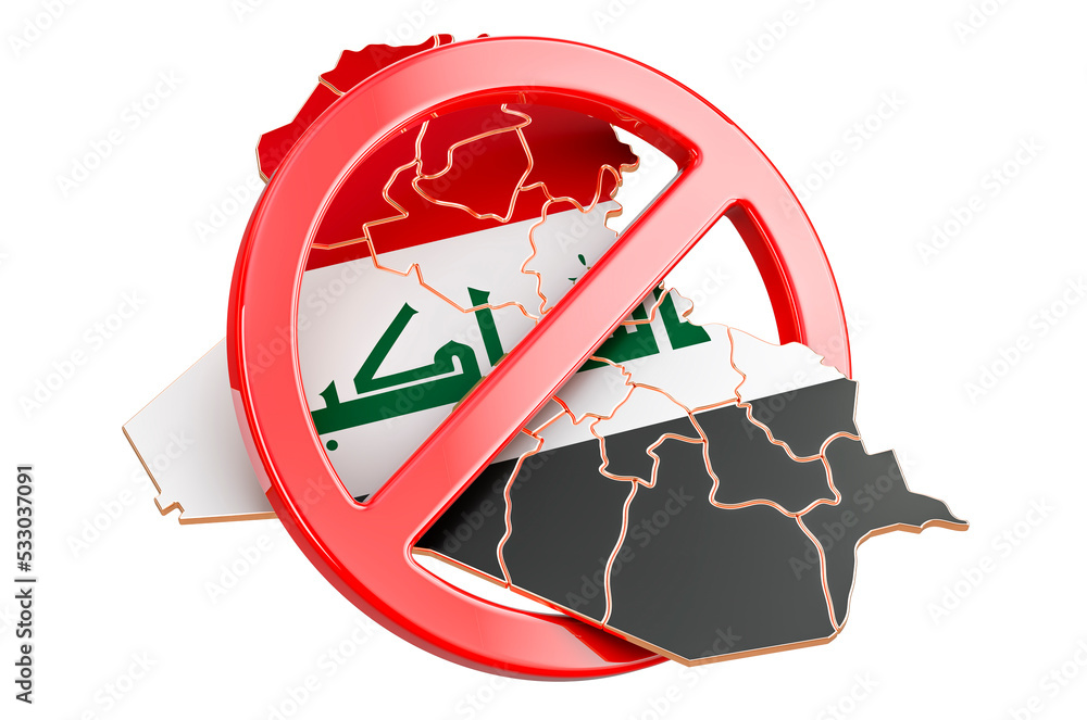 Iraqi map with forbidden sign, 3D rendering Stock Illustration | Adobe ...