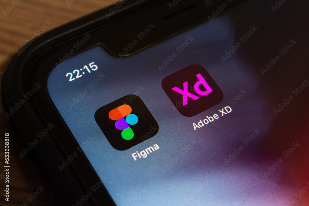 Stockfoto Vancouver, CANADA - Sep 23 2022 : Adobe XD and Figma icons on ...