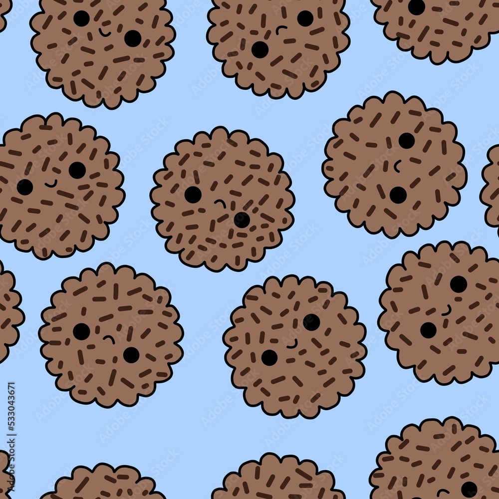 Cartoon kawaii seamless cookie pattern for wrapping paper and kids and ...