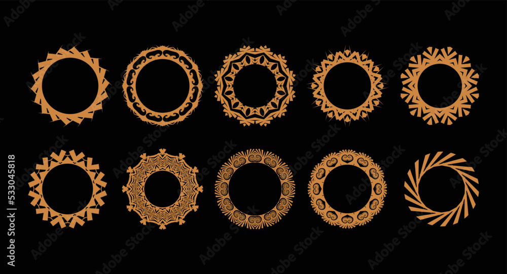 Beautiful circular golden floral frame background design Stock Vector ...