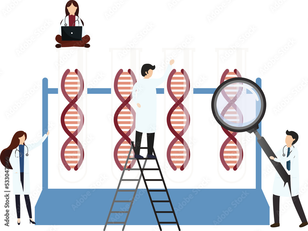 Scientists working with DNA. Doctors doing laboratory research. Genetic ...