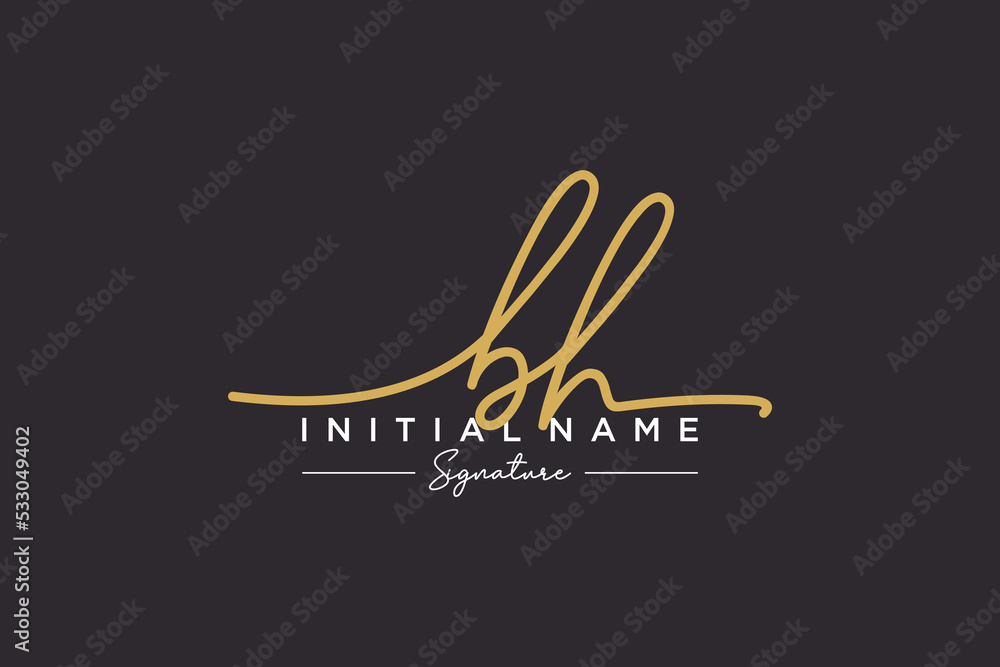 Initial BH signature logo template vector. Hand drawn Calligraphy ...