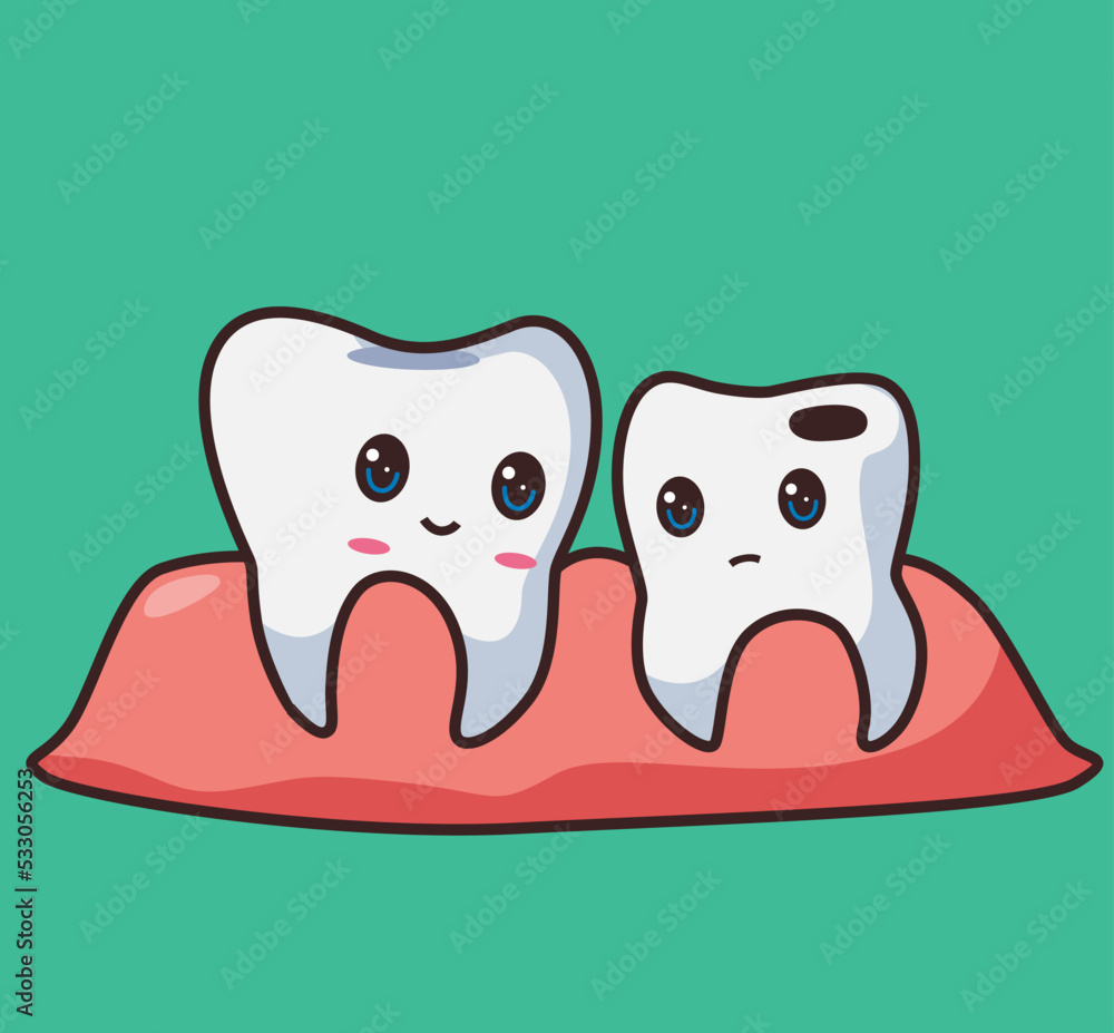 character of cavities and gums cartoon illustration Stock Vector ...