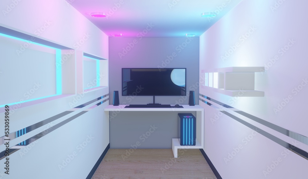 3d Rendering. 3d virtual stage news studio green screen background ...