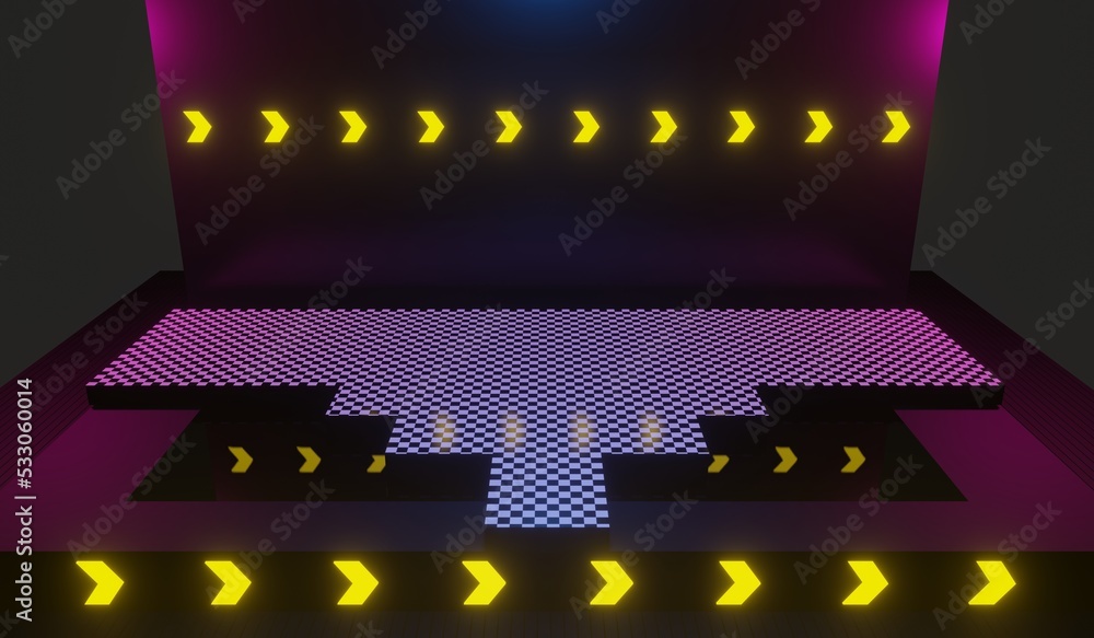 3d Rendering. 3d virtual stage news studio green screen background ...