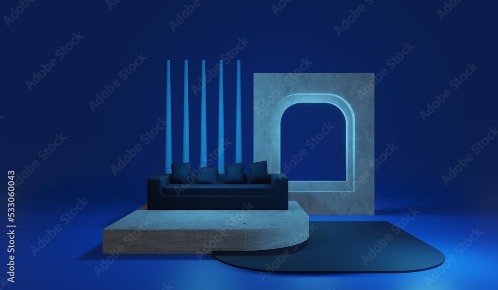 3d Rendering. 3d virtual stage news studio green screen background ...