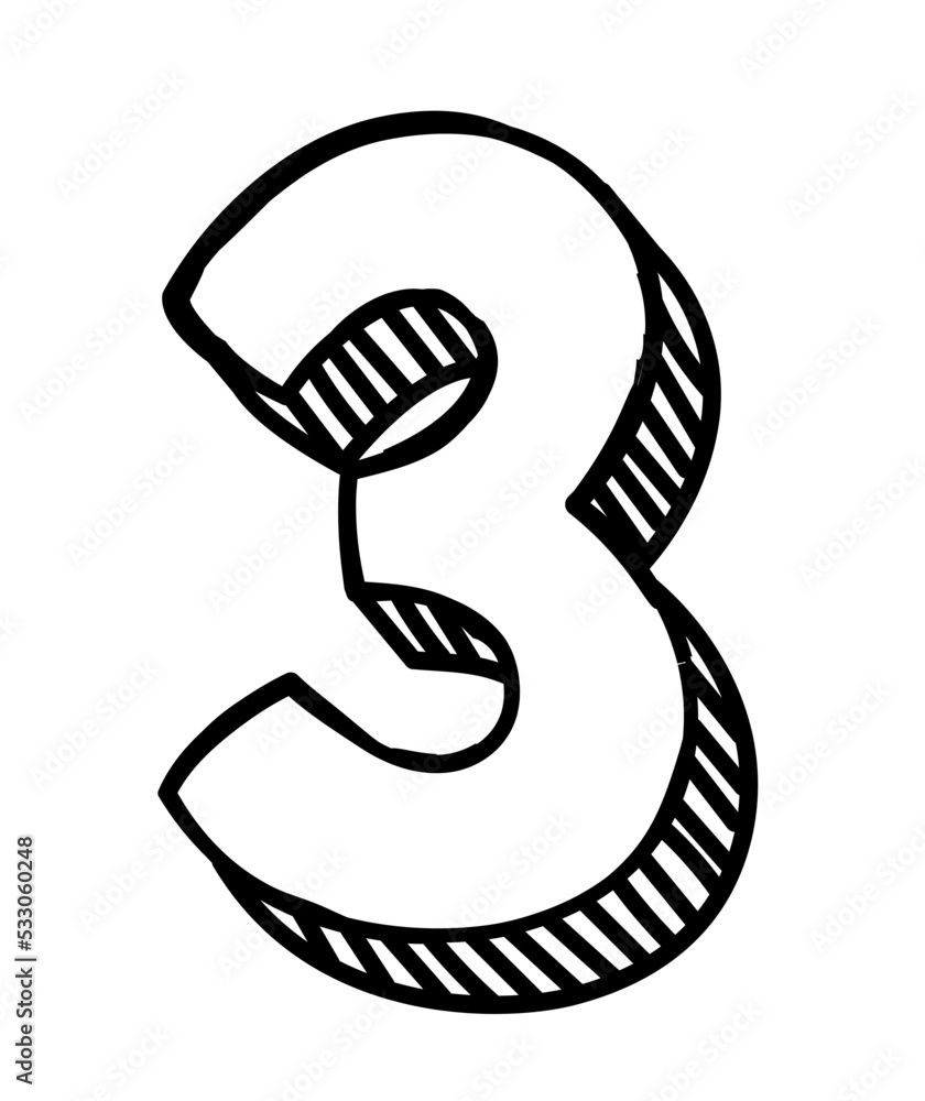 Number three icon. Graphic element for website in minimalistic style ...