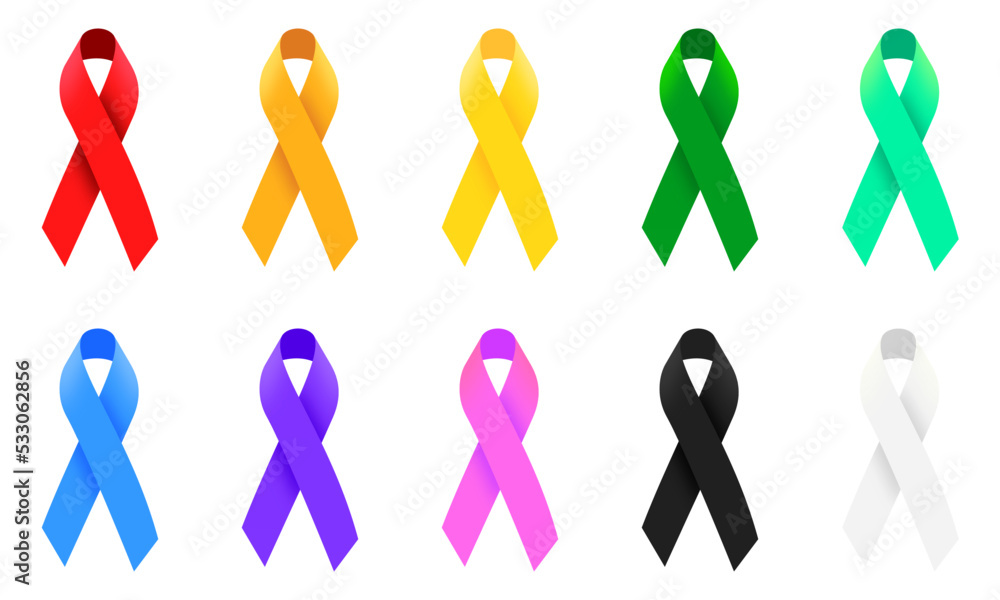 Set of colorful ribbons for various awareness dates in the year. It has ...