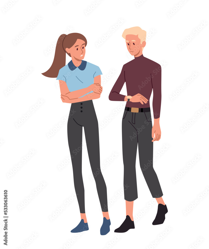 People walk concept. Man and woman in hurry somewhere, characters ...