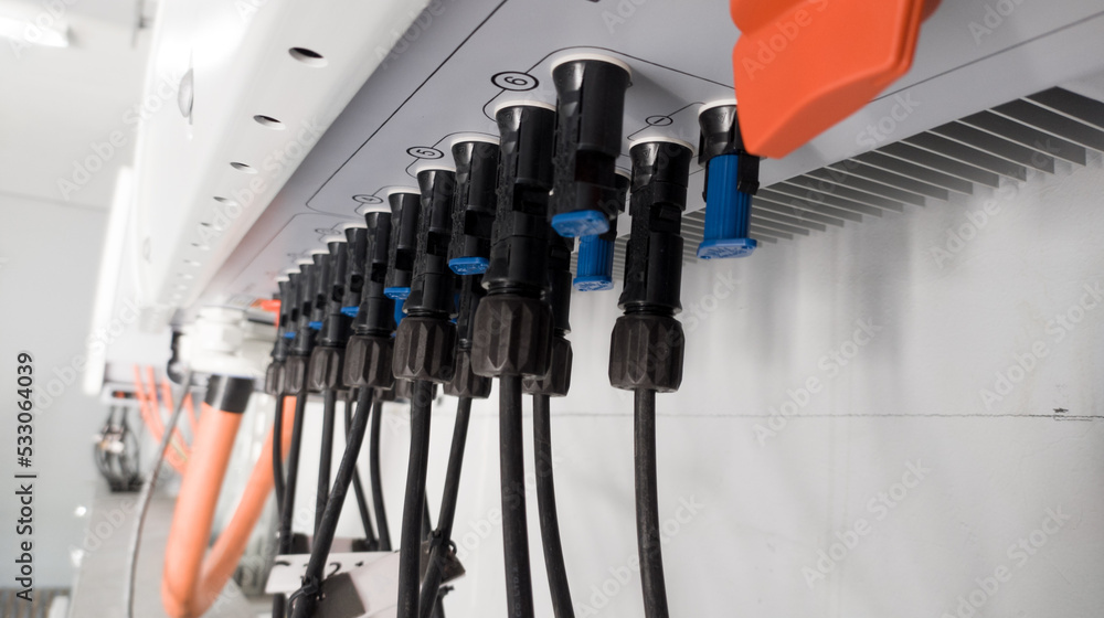 Cable connecting the power from the solar panel to the inverter ...