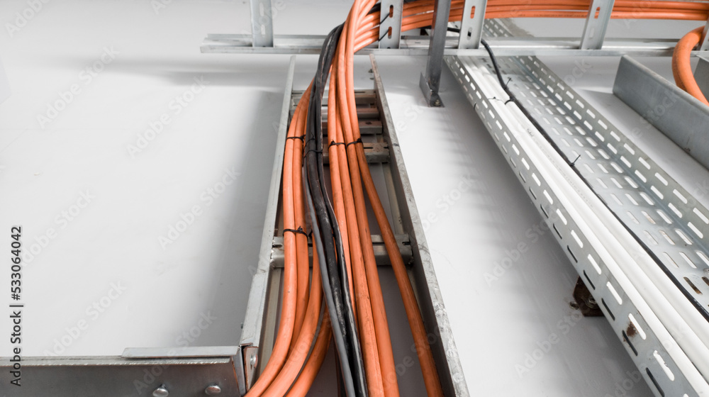 Cable connecting the power from the solar panel to the inverter. Stock ...