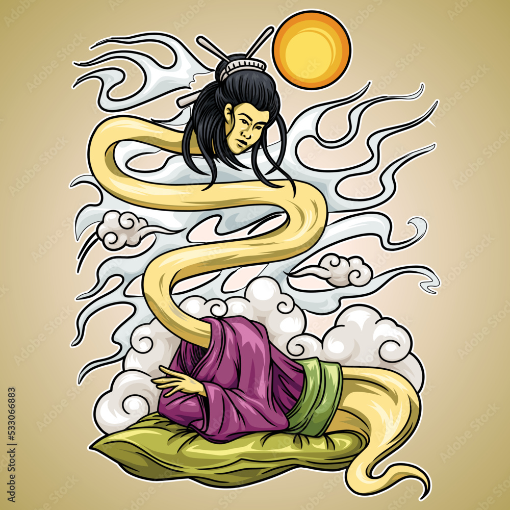 Nukekubi Japanese Ghost Characters Illustraion Stock Vector | Adobe Stock