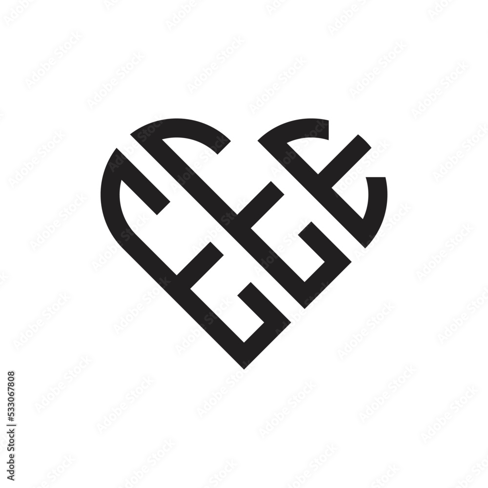 initial three e letter heart outline logo vector Stock Vector | Adobe Stock