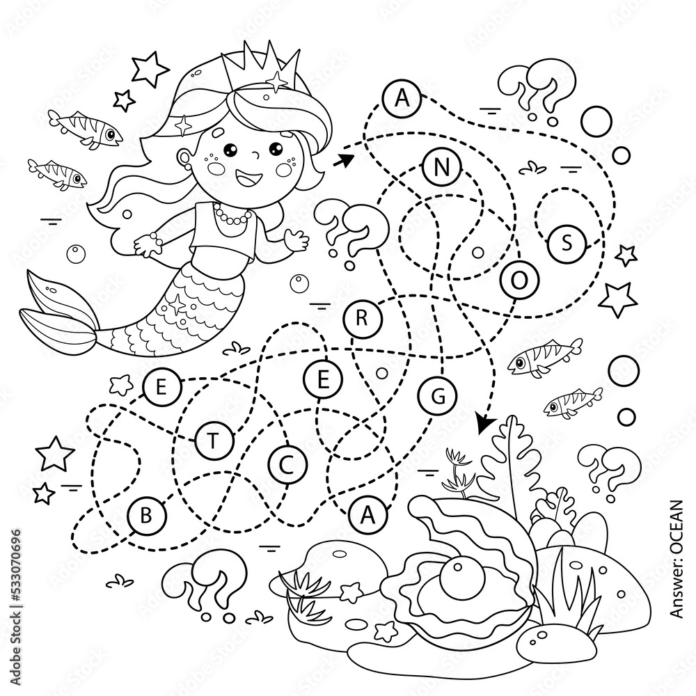 Maze or Labyrinth Game. Puzzle. Coloring Page Outline Of cartoon ...