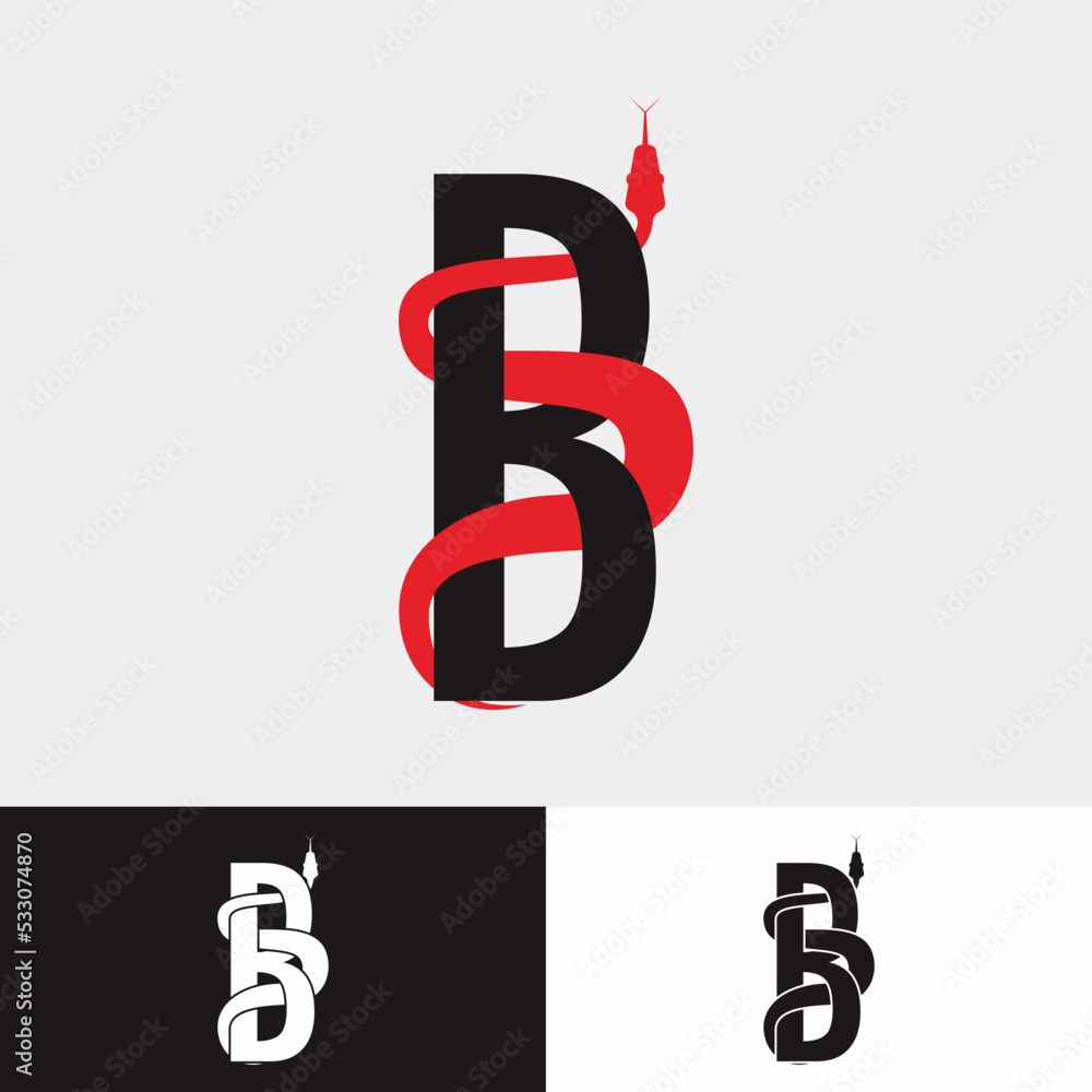 Snake wrapped around the letter B for an initial logo, symbol, and ...