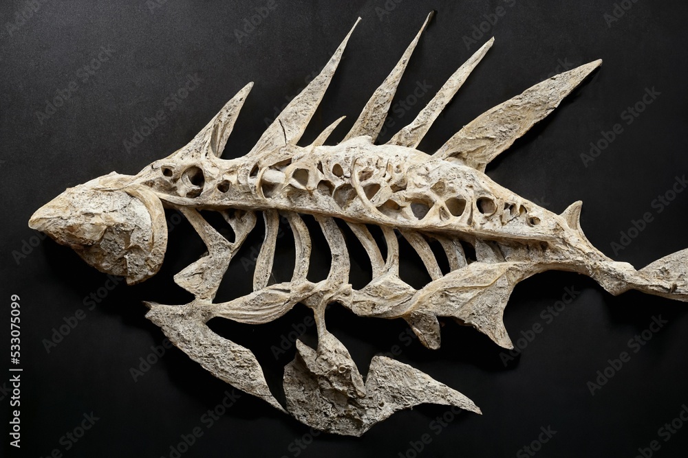 skeleton of a fish dinosaur fossil, concept art, illustration Stock ...
