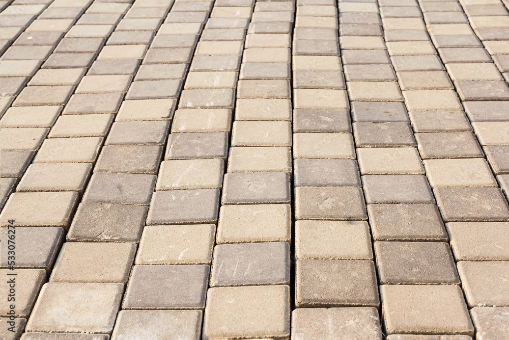 Poster Square stone for paving the surface of the walkway. – Muurposter ...