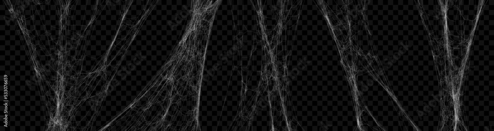 Realistic stretched spider web set. Vector cobweb illustration for ...